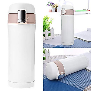 Vacuum Insulated Water Bottle Stainless Steel Leak Proof Flip Cap Travel Mug Coffee Tea Cup Outdoor Sports Camping 350ml(White)