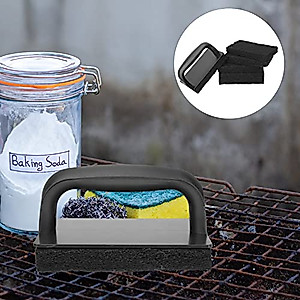 Happyyami Food Scraper Tool 1 Set Barbecue Rack Cleaning Brush BBQ Grate Cleaner Sponge Heavy Duty Griddle Scouring Pad Grill Rack Oil Remover for Home Kitchen Food Scraper