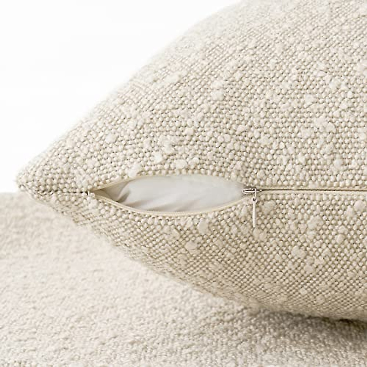 MIULEE Decorative Throw Pillow Cover 12 x 20 Inch Beige Pillowcase Lumbar Pillow Cover Textured Boucle Sofa Couch Home Decors for Living Room Woven Modern Cushion Case