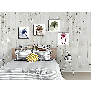 Wieco Art 4-Panel Canvas Print Flickering Flowers Modern Canvas Wall Art, 12 by 12-Inch