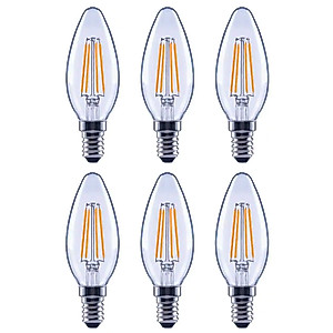 EcoSmart 60-Watt Equivalent B11 Dimmable Energy Star Clear Glass Filament LED Vintage Edison Light Bulb Bright White (6-Pack)