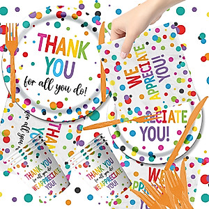 Thank You Party Plates and Napkin Decoration We Appreciate You Tableware Tablecloth Cups Banner Thank You for All You Do Employee Staff Appreciation Teacher Doctor Graduation Appreciation Party Decor