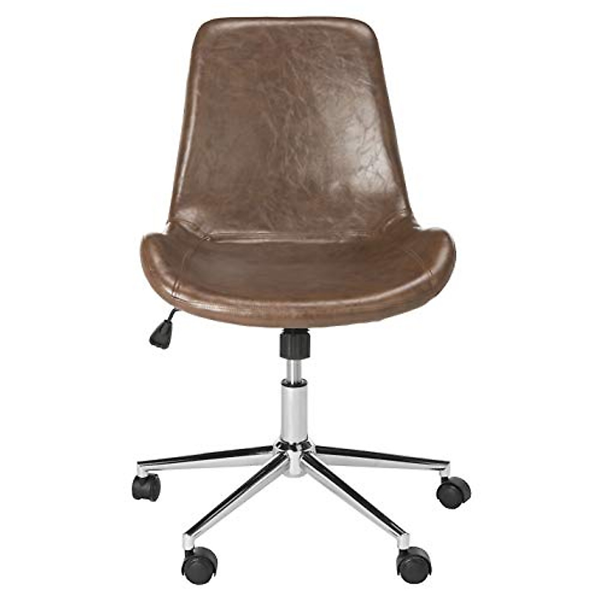 SAFAVIEH Home Collection Fletcher Brown Faux Leather/ Chrome Swivel Adjustable Height Office Desk Chair