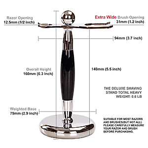 SANWA Grooming Shaving Kit for Men, Deluxe Stainless Steel Shave Razor and Brush Stand with Luxury Shaving Brush Ultra Heavy Acrylic & Steel Handle for Christmas Gift