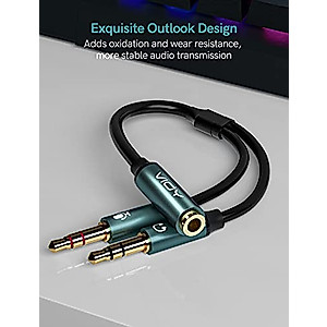 VIOY Headphone Splitter for Computer [3FT/1M], CTIA 3.5mm Female TRRS to 2 Male TRS Audio Jack Adapter with Separate Microphone and Earphone Converter for Gaming Headset to PC…