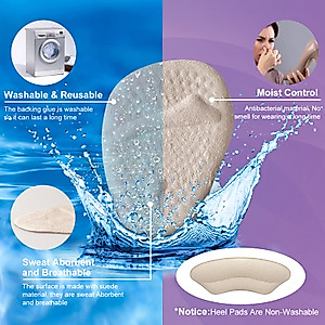 Riootlnm Metatarsal Pads, Ball of Foot Cushions, Heel Pads Inserts for Too Big Shoe, Reduce Foot Pain, No Slip Heel Grips Liners Shoe Pads for Loose Shoe, Blisters(Beige+Black)