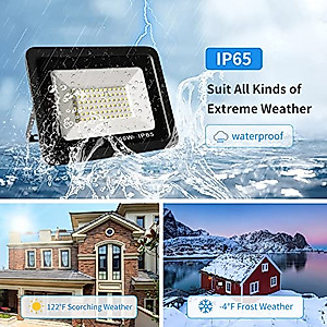 UNUSROOM 2 Pack 50W LED Flood Light Outdoor, 7000LM LED Work Lights,6500K Outdoor Floodlights, IP65 Waterproof,Plug in Flood Light, 6500K Daylight White Plug in Security Light for Yard Lawn Garden