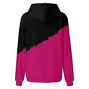 Women Sweatshirt Pullover Hoodies Womens Plus Size Casual Hooded Sweatshirt With Pockets Long Sleeve Drawstring Sweatshirt Sweatshirts for Women Hot Pink