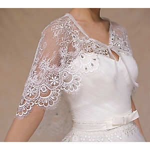 Vivivalue Lace Bride Cape Capelet Wrap Shrug Shawls Stole Boleros Rhinestone Wedding