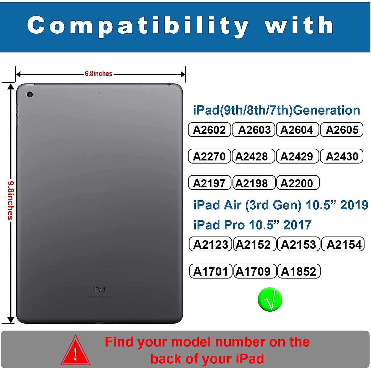 AGROMI Case for iPad 9th/8th/7th Generation 10.2 Inch Case for Kids, Compatible with iPad 10.2 Inch Case 2021/2020/2019 with Pencil Holder, Shockproof Case with 360° Rotating Stand & Hand Strap, Black