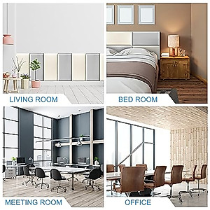 Hanaive Peel and Stick Headboard 23.6'' x 11.8'' Upholstered Wall Panels for Twin, Queen and King 3D Anti Collision Wall Panel Reusable and Removable Padded Wall Panel for Bedroom (Gray, White,6 Pcs)