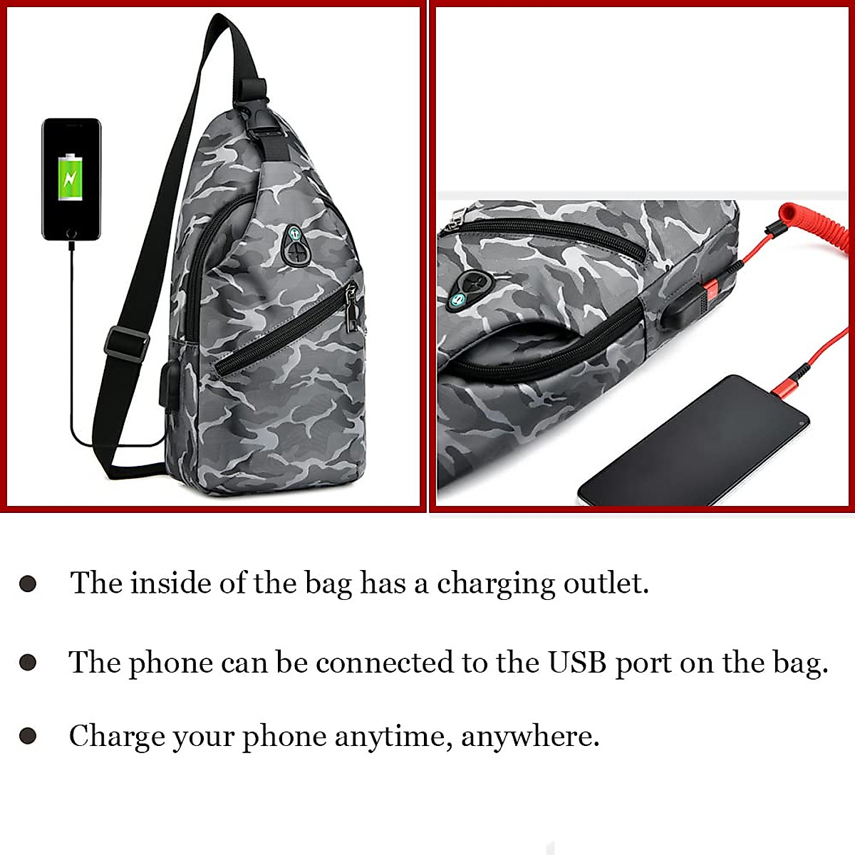 Ohenjoy Sling Bag Unisex Lightweight Crossbody Backpack Chest Pack Casual Daypack Water-Repellent in Nylon