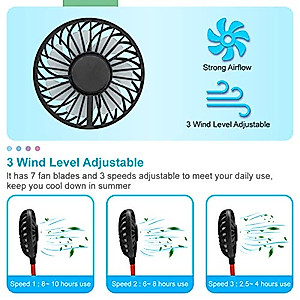 Hand Free Fan, Portable Neck Fan, Personal Hands Free Fan Headphone Fan USB Rechargeable Battery USB Neck Fan Adjustable Strong Airflow Light for Outdoor, Sport, Home, Office, Travel (Black)