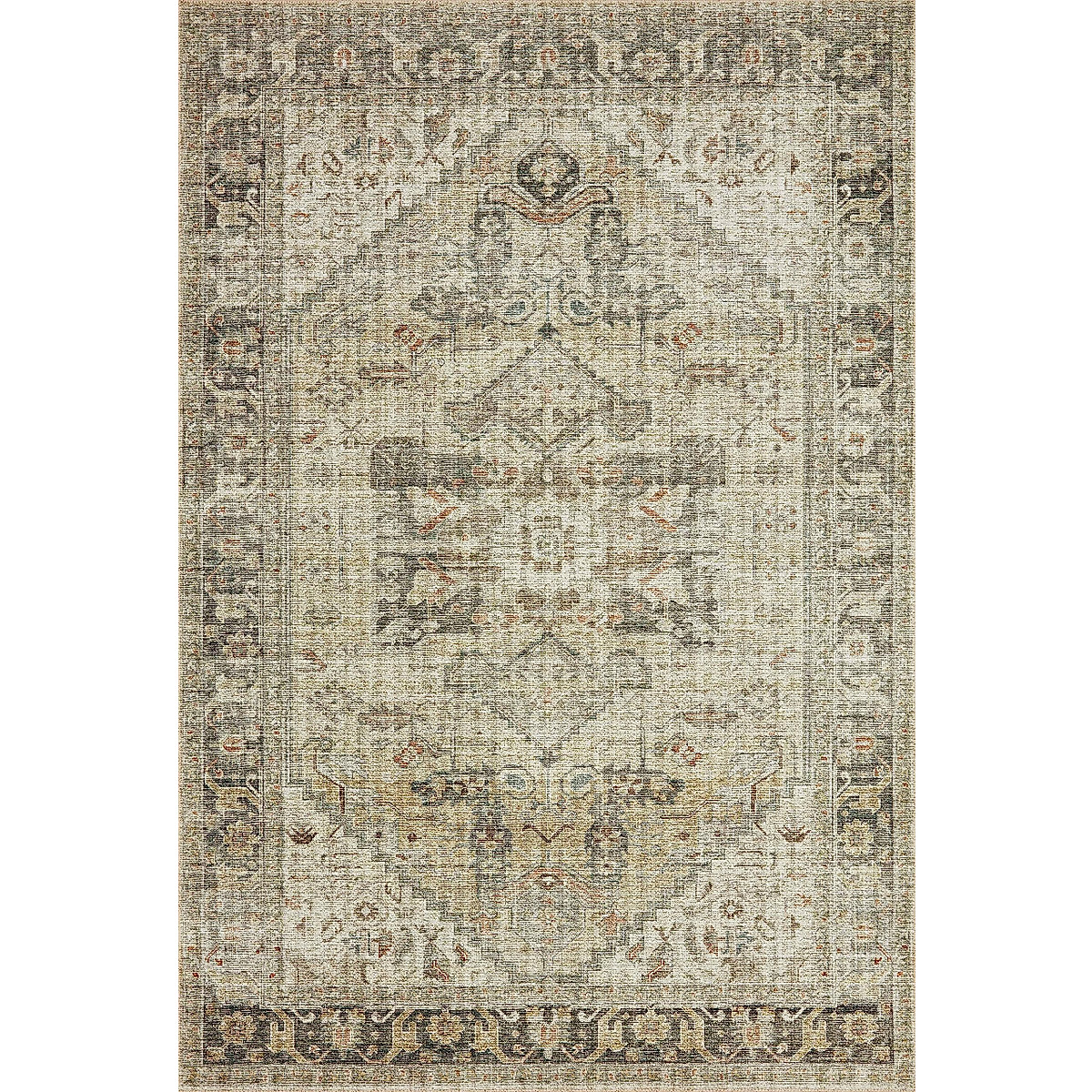 Loloi II Skye Collection SKY-13 Natural/Sand 2'-6" x 7'-6", 13" Thick, Runner Rug, Soft, Durable, Vintage Inspired, Distressed, Low Pile, Non-Shedding, Easy Clean, Printed, Living Room Rug