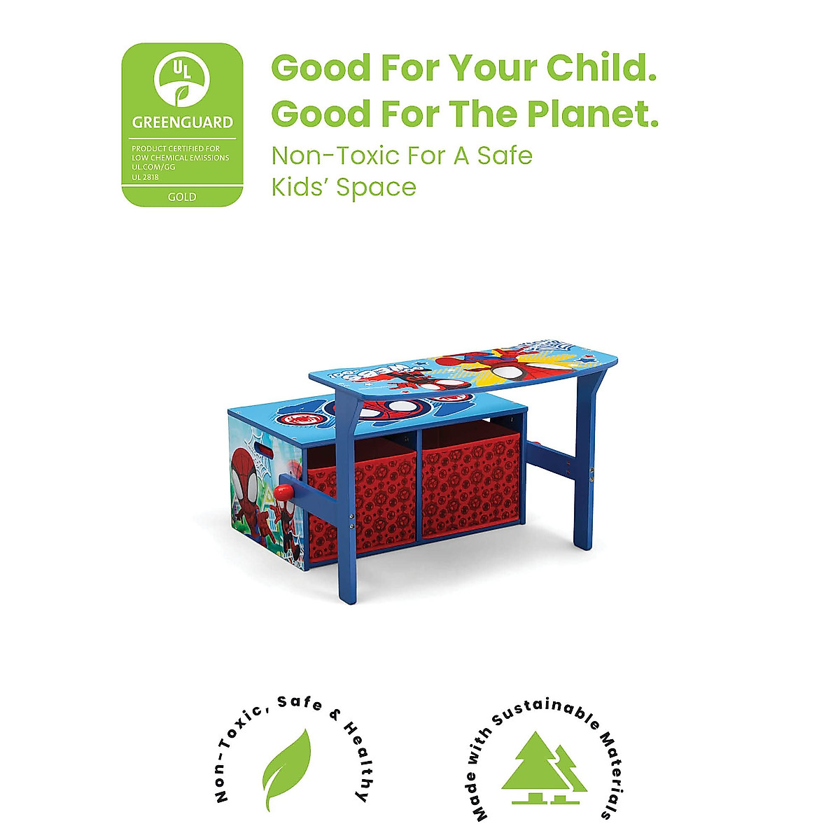 Delta Children Kids Convertible Activity Bench - Greenguard Gold Certified, Marvel Spidey and His Amazing Friends