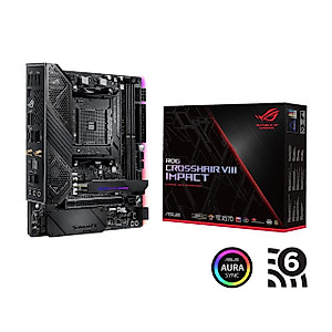 Asus ROG (X570) Crosshair VIII Impact, AMD, AM4, Ryzen 3000, (Mini-DTX) SFF Gaming Motherboard with PCIe 4.0, On-board Wifi 6 (802.11Ax), Intel LAN, SATA 6GB/s, USB 3.2 Gen 2, SO-DIMM.2 and Aura Sync