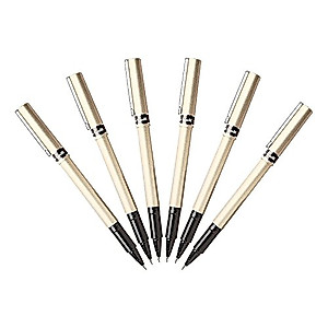 Uni-Ball Deluxe Rollerball Stick Pens, Fine Point 0.7mm, Black Ink, Champagne Gold Barrel, Pack of 6