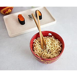 Boom Trendz Year Of The Monkey Chinese Zodiac Ceramic Dinnerware Set | Includes 16-Ounce Ramen Noodle Bowl and Wooden Chopsticks Asian Food Dish For Home & Kitchen Kawaii Lunar New Gifts red One Size