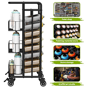 yeshine 32 Can Spray Paint Cart Spray Paint Storage Rack Metal Spray Can Holders Heavy Duty Spray Paint or Lube Can Aerosol Can Holder Spray Paint Can Rack Organizer for Garage and Craft Workroom