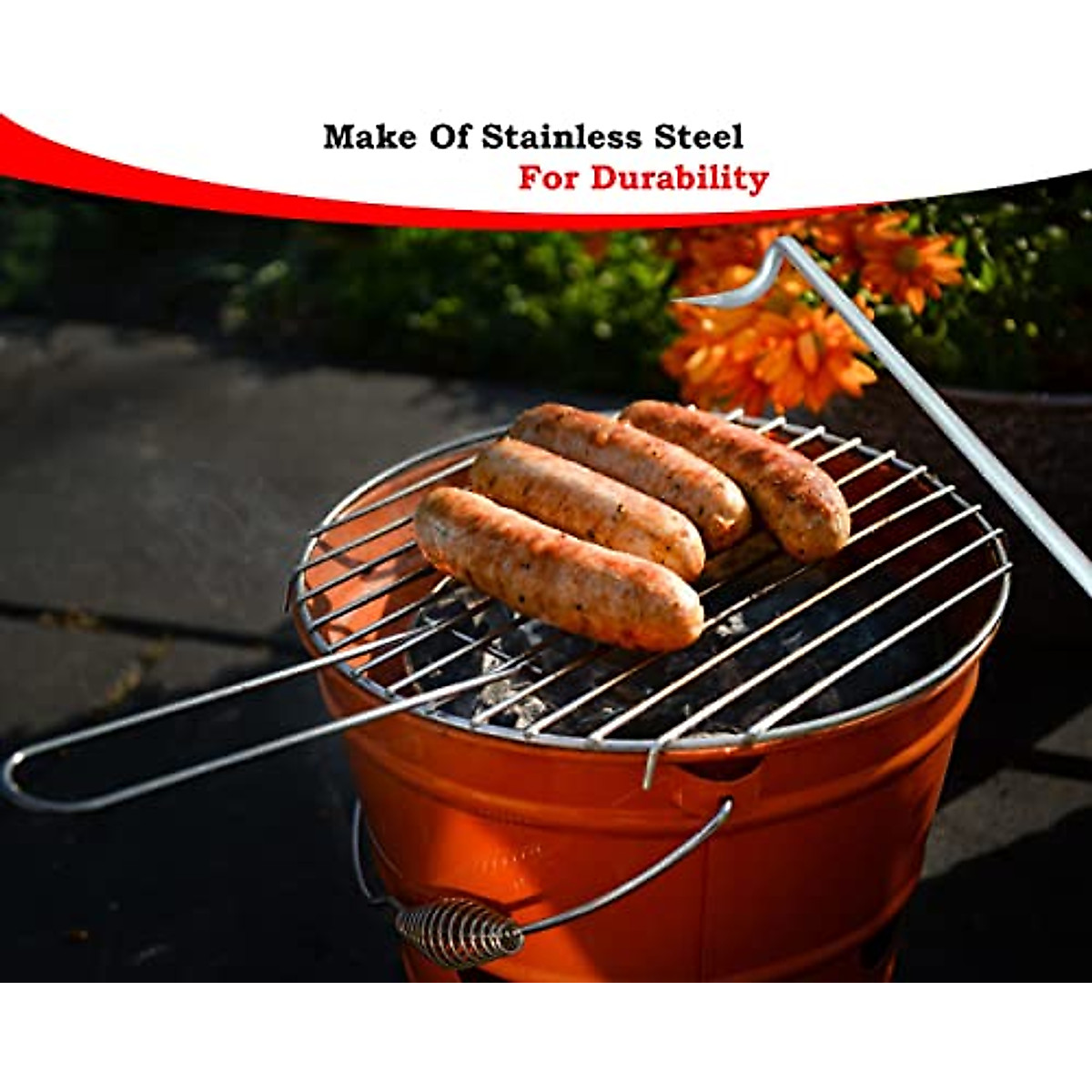 Food Flipper & Turners - Pigtail Flipper - 16 and 12 Inches BBQ Meat Turners - Long & Short 304 Stainless Steel Hook - Meat, Fish, Vegetable Cooking Set - BBQ Accessories - Barbecue Tongs - BBQ Fork