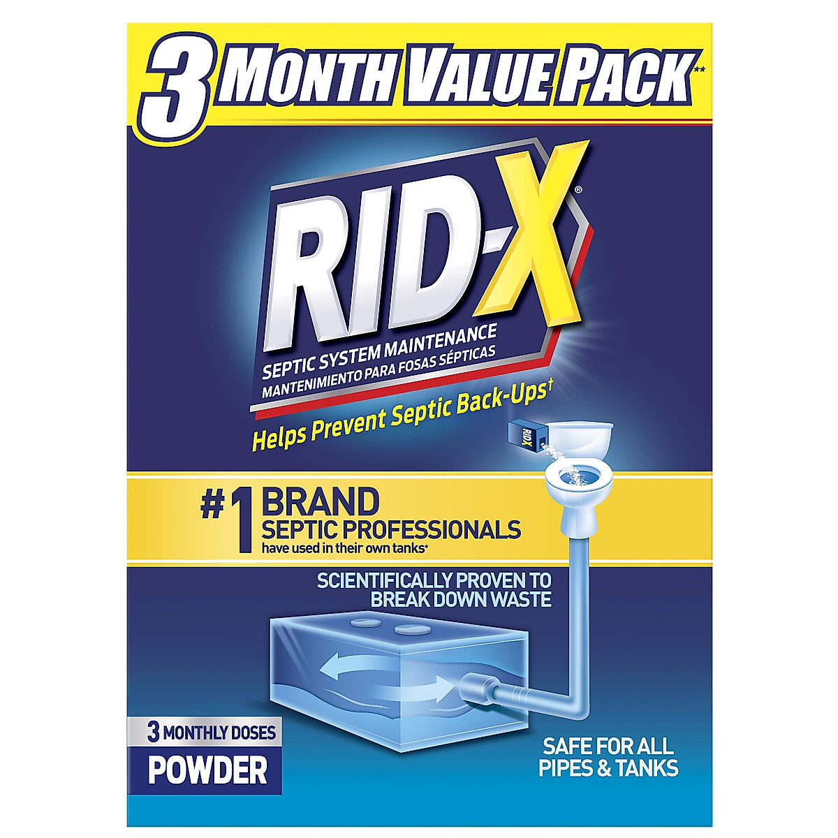 RID-X Septic Treatment, 3 Month Supply Of Powder, 29.4 oz