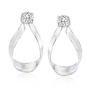 Ross-Simons Sterling Silver Ribbon Drop Earring Jackets