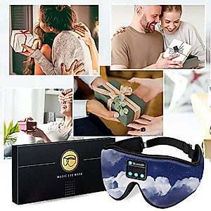 Sleep Headphones, Sleep Mask with Bluetooth Music Headphones 3D Eye Mask,Cotton Sleeping Headphones for Side Sleepers with Adjustable Ultra Thin Stereo, Gift for Women Gadgets for Men (Sky)