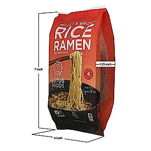 Lotus Foods Bulk Food Organic Millet & Brown Rice Ramen Noodles with Red Miso Soup, Gluten-Free Easy to Cook & Healthy Japanese Noodles with Instant Gourmet Broth, 2.8 Oz (Pack of 10)