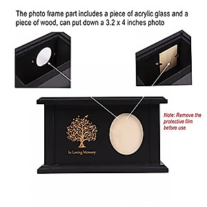 Wooden Urns for Human Ashes Adult Male Female,Tree of Life Cremation Urns for Ashes with Frame,Wood Urns for Ashes Men Women, Holds Up to 230 Cubic Inches of Ashes (Black Tree, with Frame)