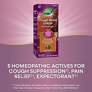 Nature's Way Cough Relief Syrup, Umcka, Chest Congestion, Sore Throat, Cough, Hoarseness, Phenylephrine Free, Homeopathic, Non-Drowsy, 4 Fl Oz (Packaging May Vary)