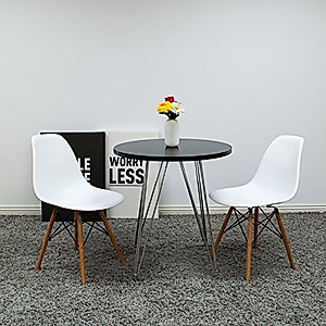 Ergo Furnishings Mid-Century Modern Eiffel Tower Café Table Wood Top, Black