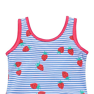 BAOHULU Toddler Girls Swimsuit One Piece Cute Floral Dress Swimwear 3-8 Years S283_StrawberryBlue_140/146