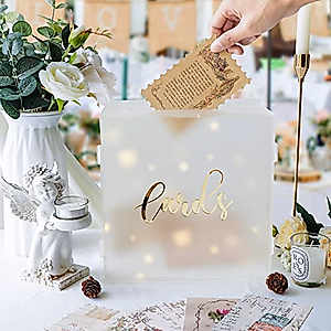 OurWarm Acrylic Wedding Card Box with String Light, Frosted Gift Card Box for Wedding Decorations for Reception, Money Box for Wedding Bridal Shower Decorations Party Reception Anniversary