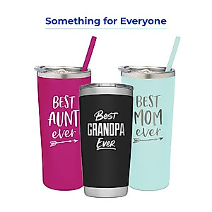 Best Grandma Ever Insulated Tumbler Cup with Straw and Lid - Grandparent Christmas Present Coffee Mug - World's Best Grandma Gift From Grandkids for Birthday - New Grandma Tumbler - Grandma Gifts