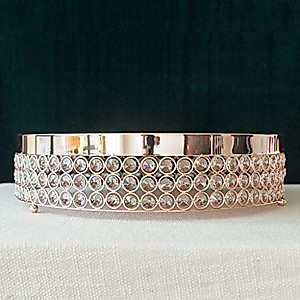 Tableclothsfactory Rose Gold Grand Wedding Beaded Crystal Metal Cake Centerpiece Stand Wedding Party Rise Cake Stand - 15.5" Diameter