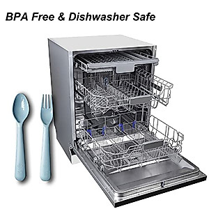 Muulaii 12 Pcs Plastics Toddler Utensils kids Silverware Baby Spoons and Forks Set Baby Feeding Dinnerware Utensils BPA Free Microwave Dishwasher and Freezer Safe (Blue)