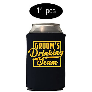 Veracco Groom and Groom's Drinking Team Can Coolie Holder Bachelor Party Wedding Favors Gift For Groom Groomsmans Proposal (Gold, 12)