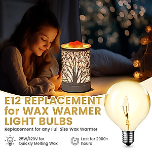 Smartdany Scentsy Light Bulbs for Warmer, 25 Watt Wax Warmer Bulbs with Dimmable, Fast Melting Wax, E12 Base G50/G16.5 Globe Bulbs for Full Size Wax Warmer Light Bulb Replacement (4)