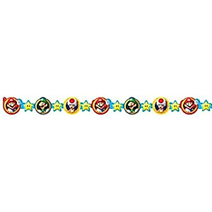 Amscan 220265 Super Mario Brothers Die-Cut Paper Garland, Party Favor, 1ct