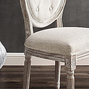 Modway Arise French Vintage Tufted Upholstered Fabric Dining Side Chair in Beige