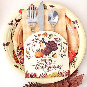 Thanksgiving Utensil Holder / 24 Pieces Turkey Cutlery Silverware Holder Paper Pocket Set For Thanksgiving Party Supplies / Fall Harvest Party / Dinner Table Decoration
