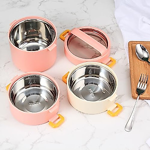 SHUCHENGMAOYI Insulated Food Container,Bento Stackable Lunch Box,3 Layers stainless steel bento lunch box thermal bento box Leakproof Food Storage Container with Lunch Bag & Cutlery (Pink824)