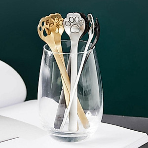 Stainless Steel Coffee Spoons, Cat Paw Teaspoons Hollow Stirring Spoons, Mixing Spoons Dessert Spoons Kitchen Accessories(Hollow Cat Paw,silver)