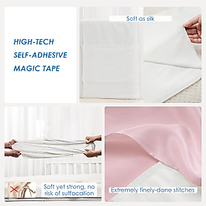 PROMEED 100% Mulberry Silk Crib Sheet for Baby Hair, 23 Momme Silk Bassinet Slip for Baby Bald Spots, Soft and Safe Silk Cot Sleeve for Everyday Use (Pink)