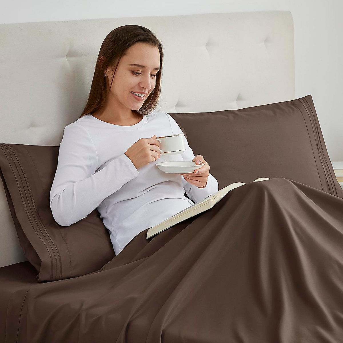 Nestl Brown Microfiber Queen Pillow Cases Set of 2, 20x30 Inches