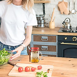 Yogurt Containers, 2 Pieces Oats Jars,480ml Glass Oatmeal Jars, Long Lasting Overnight Oats Jars, Anti Scald Design Yougurt Cups with Lids and Spoons, Breakfast Cups for Smoothies Drinks Juices