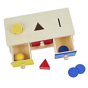 Kghios Montessori Box w/Bins Coin Box Object Permanence Box with Drawer Imbucare Box w/Ball 4 in 1 Montessori Infant Toys for Toddlers Materials for 6-12 Month Babies Infant 1-2 Year Toddlers Toys