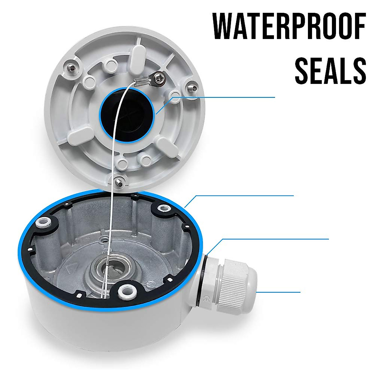 DS-1280ZJ-XS Aluminum Bracket Junction Back Box for Hikvision DS-2CD2042WD-I, 2CD20xx Series Bullet Cameras (4 Pack)