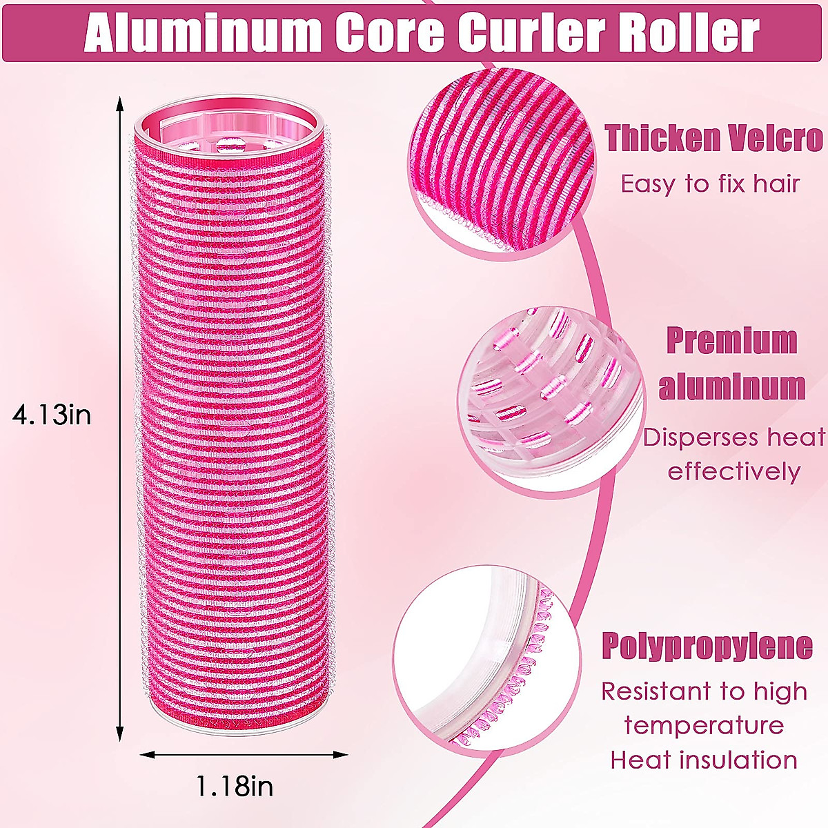 WILLBOND 4 Pcs Long Hair Rollers for Bangs Aluminum Core Curlers Thermal Self Grip Roller for Long and Medium Hair Women Hairstyle(4.1 x 1.2 Inch,Rose Red, Light Pink, Purple, Black)