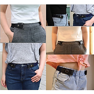 maskfactory eneyer 2 pack men's or women's buckle-less comfortable elastic belt for jeans or casual dress, no buckle (Black - Navy)